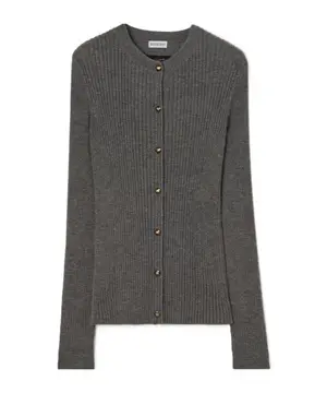 Burberry Ribbed Cashmere Cardigan With Knight Motif Buttons