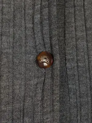 Burberry Ribbed Cashmere Cardigan With Knight Motif Buttons