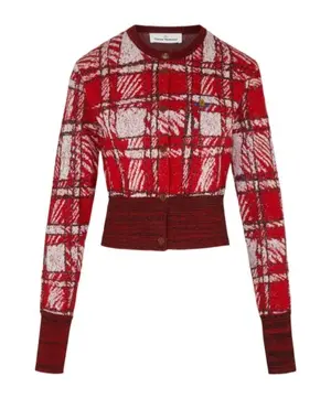 VIVIENNE WESTWOOD Scribble Check Cropped Cardigan