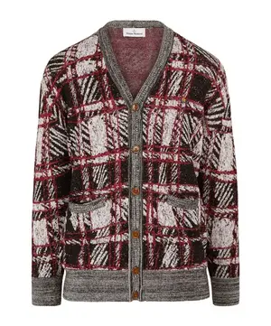 VIVIENNE WESTWOOD Long-sleeved Knitted Cardigan With V-neck And Ribbed Details