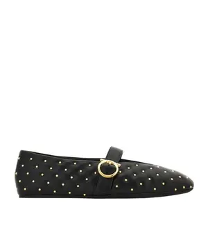 FERRAGAMO Studded Gancini Buckle Ballet Flat