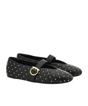 FERRAGAMO Studded Gancini Buckle Ballet Flat