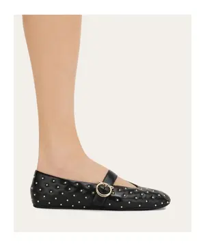 FERRAGAMO Studded Gancini Buckle Ballet Flat