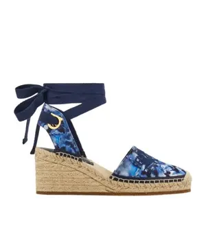 FERRAGAMO Espadrille Wedge With Ankle Tie - Blue