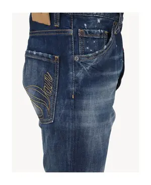 Dsquared2 Skater Distressed Mid Rise Jeans - Blue