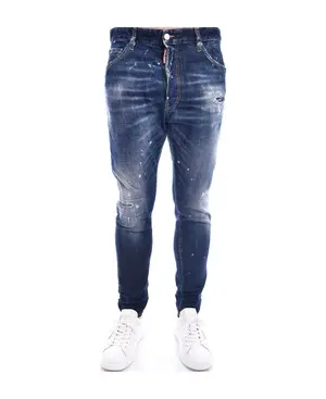 Dsquared2 Skater Distressed Mid Rise Jeans - Blue