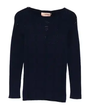 TWINSET Ribbed Knit Long Sleeve Top