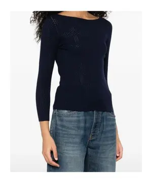 TWINSET Ribbed Knit Long Sleeve Top