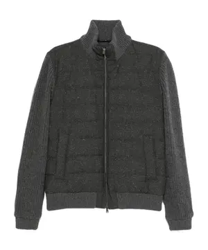 Herno Knitted & Quilted Bomber Jacket - Black