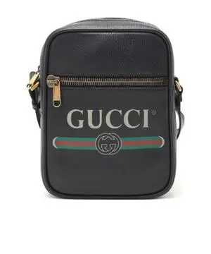 Gucci Logo Print Messenger Bag - Black