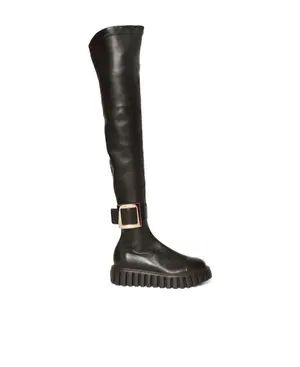 ROGER VIVIER Leather High Boots With Buckle Detail