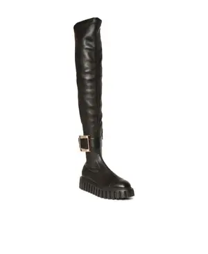 ROGER VIVIER Leather High Boots With Buckle Detail