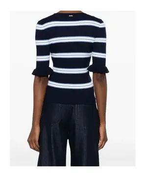 TWINSET Striped Knit Top With Flared Cuffs