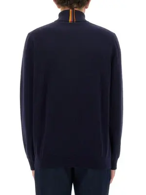 Paul Smith Artist Stripe Detail Roll Neck Jumper - Black