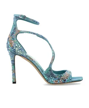 JIMMY CHOO Azia Crystal Strap Heeled Sandals