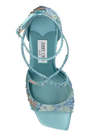 JIMMY CHOO Azia Crystal Strap Heeled Sandals - Blue
