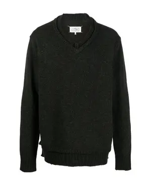 MAISON MARGIELA Elbow Patch V-neck Sweater