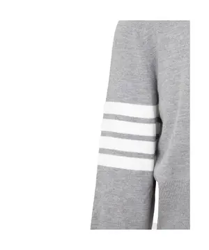 Thom Browne 4-bar Stripe V-neck Cardigan - Light Gray