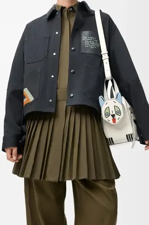 Loewe Hammock Animal-face Zipped Tote Bag