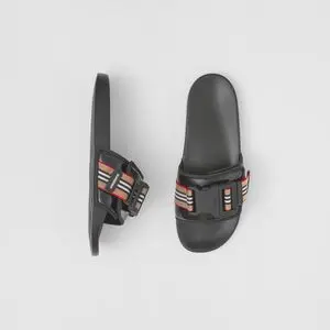 Burberry Icon Stripe Buckled Slides