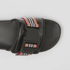 Burberry Icon Stripe Buckled Slides