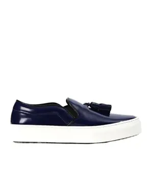 Celine Round Toe Slip-on Sneakers With Tassel Detail - Navy Blue