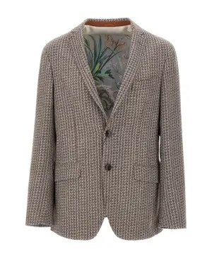 Etro Mixed Wool Jacket With Pond Print Lining - Multicolor