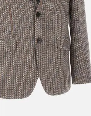 Etro Mixed Wool Jacket With Pond Print Lining - Multicolor