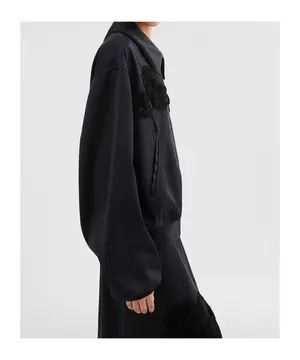 JIL SANDER Duchess Satin Jacket With Floral Appliqu
