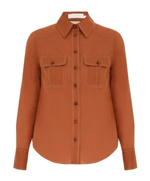 Zimmermann Collared Long Sleeve Shirt With Flap Chest Pockets