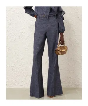 Zimmermann Hypnotic Belted Flared Trousers - Black