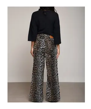 GANNI Leopard Print Wide-leg Trousers
