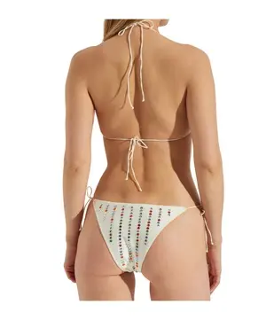 Oseree Gem Embellished Triangle Bikini - White