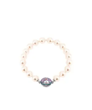 VIVIENNE WESTWOOD Beaded Pearl Bracelet With Orb Charm - Yellow