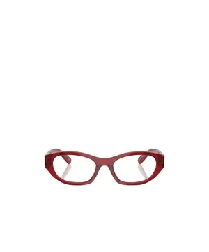 Miu Miu Oval Frame Full Rim Eyeglasses - Red