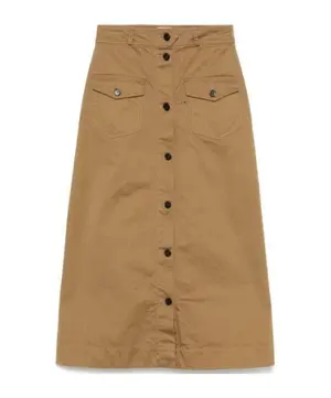 Saint Laurent Twill Midi Skirt With Flap Pockets