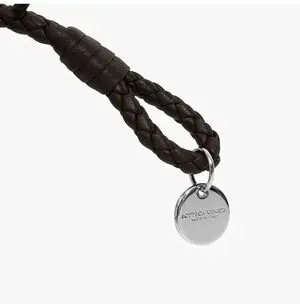 Bottega Veneta Braided Leather Bracelet With Logo Plaque