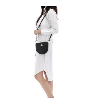 VIVIENNE WESTWOOD Saffiano Leather Saddle Crossbody Bag