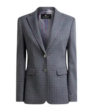 Etro Single-breasted Blazer With Notched Lapels - Gray