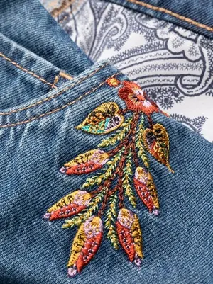 Etro Floral Embroidered Wide-leg Denim Culottes