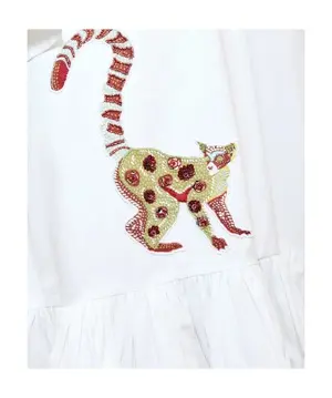 ALEMAIS Camelia Embroidered Ruffled Dress - Ivory