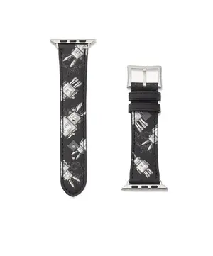 Mcm Visetos Monogram Apple Watch Strap - Black