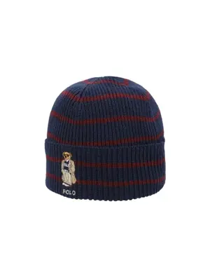 Polo Ralph Lauren Knitted Striped Beanie - Navy Blue/red