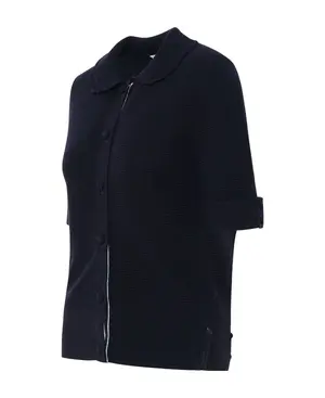 Thom Browne Short Sleeve Buttoned Knit Polo Shirt