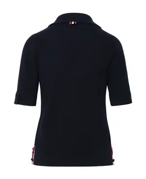 Thom Browne Short Sleeve Buttoned Knit Polo Shirt