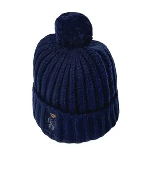 Polo Ralph Lauren Wool Knitted Beanie With Teddy Bear Embroidery