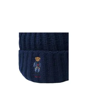 Polo Ralph Lauren Wool Knitted Beanie With Teddy Bear Embroidery