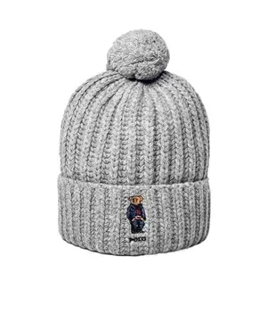 Polo Ralph Lauren Wool Knitted Hat With Teddy Bear Pattern - Grey