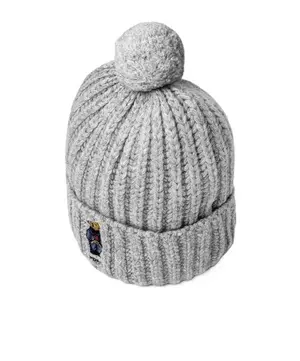 Polo Ralph Lauren Wool Knitted Hat With Teddy Bear Pattern - Grey