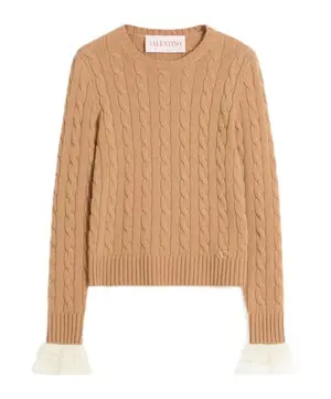 Valentino Garavani Crewneck Long-sleeved Jumper With Ruffled Cuffs